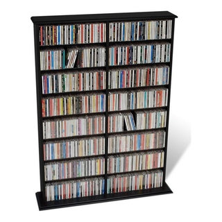 Bowery Hill 51" Double CD DVD Wall Media Storage Rack in Black ...