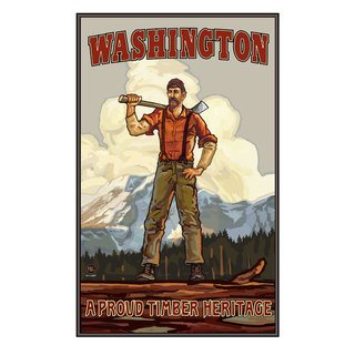 by Artist Paul A. Lanquist Washington Lumberjack Art Print, 30"x45 ...