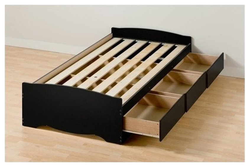 Bowery Hill Contemporary Twin XL Platform Storage Bed with Drawers in ...