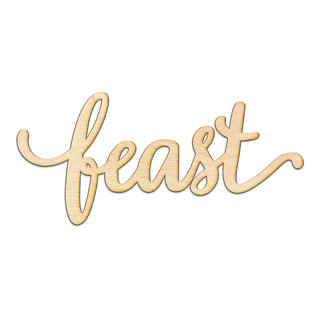 Feast Script Wood Word Wall Art Sign, 12" wide x 6" tall - Contemporary ...