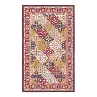 Washable Heraldic Tacona Red Area Rug, Rectangle 5'x8' - Mediterranean ...