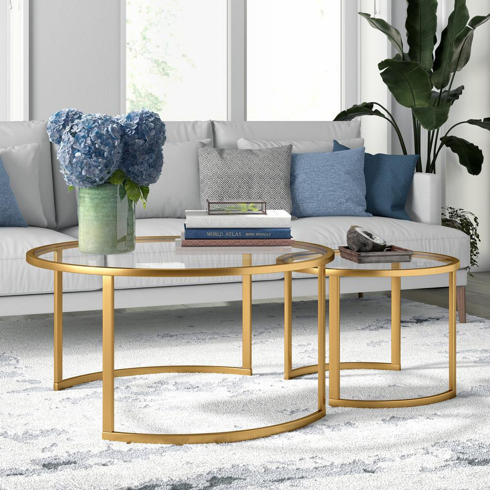 Mitera Round Nested Coffee Table in Brass - Contemporary - Coffee ...