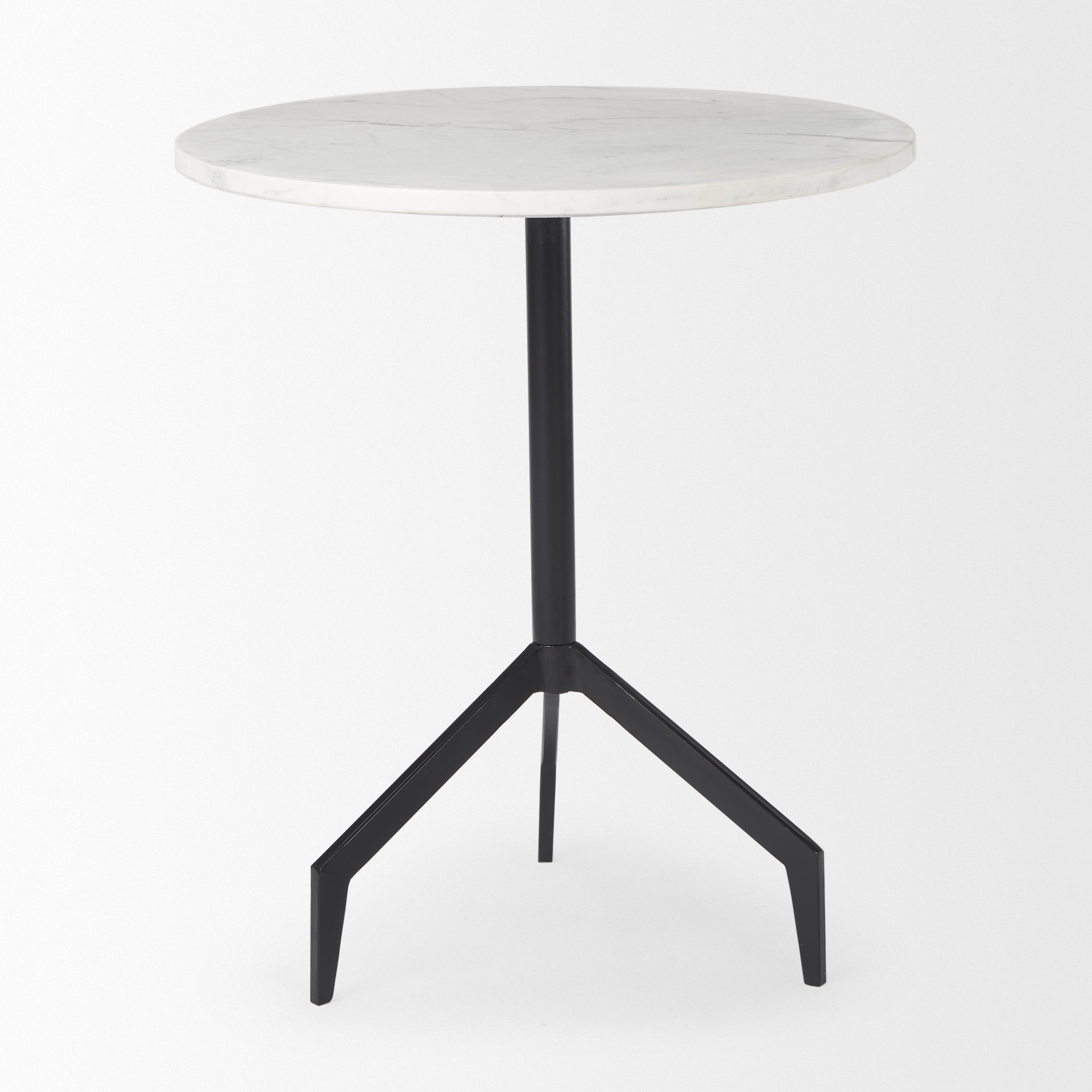 Serre Marble Top 3 Prong Black Metal Base End Table - Transitional ...