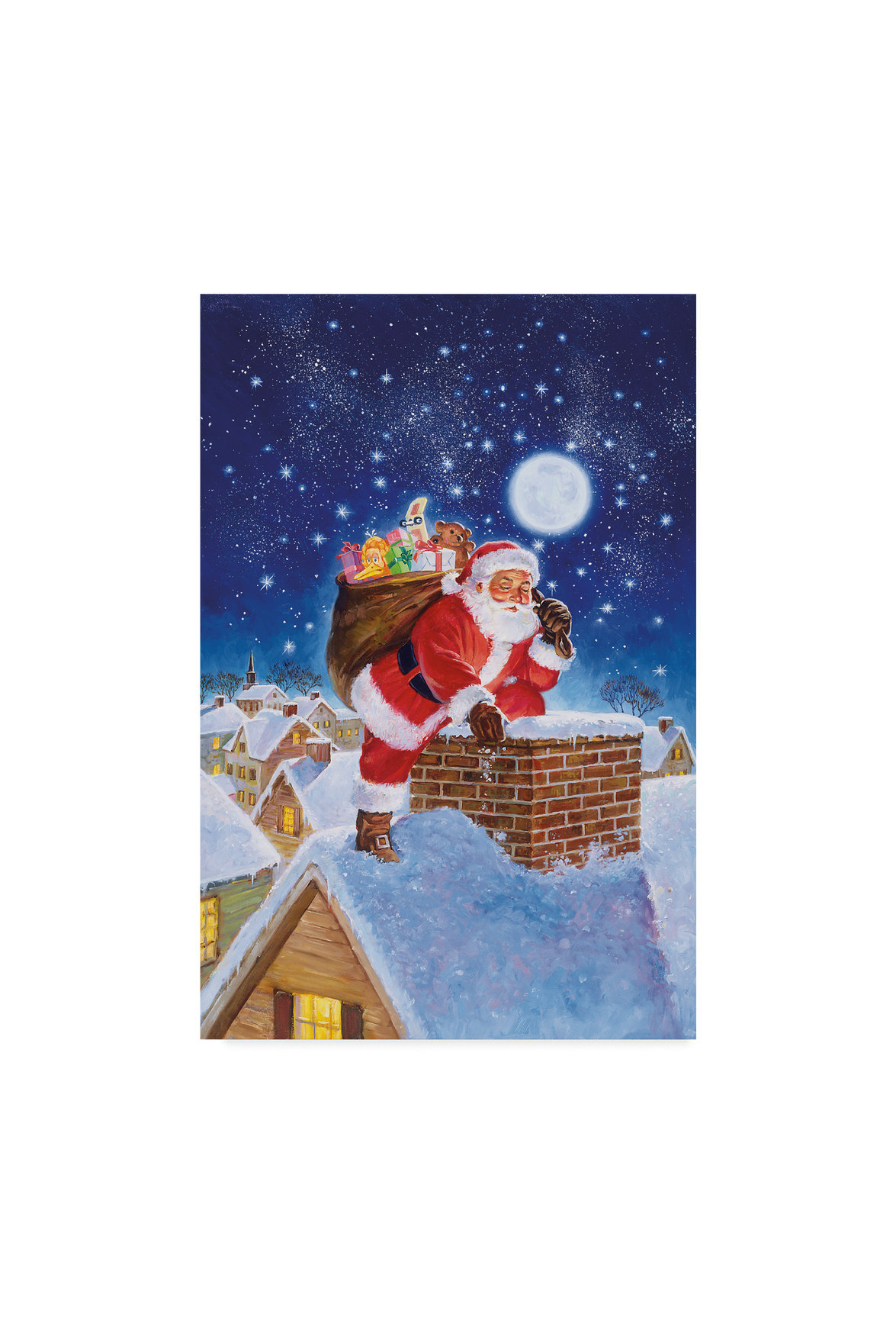 Hal Frenck 'Santa On Rooftop' Canvas Art, 24"x16" - Traditional ...