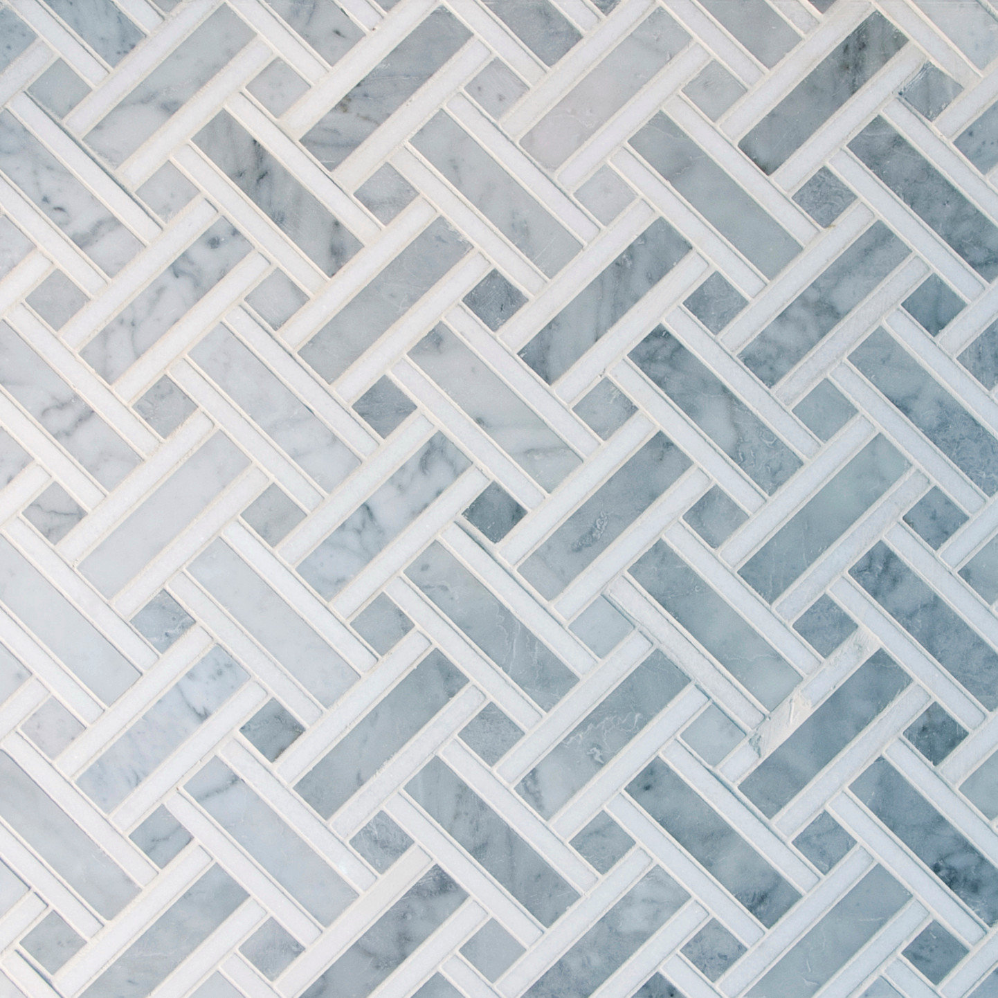 Basket-Weave Carrara Marble Mosaic Tile, Box of 5 - Contemporary ...