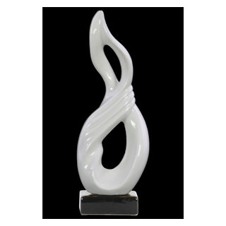 Ceramic Standing Infinity Abstract Sculpture on Rectangle Base, White ...