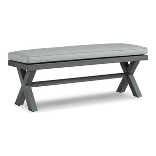 Elite Park Gray Outdoor Bench With Cushion, 54"W x 17"D x 17"H ...