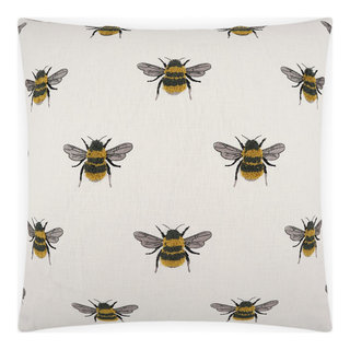 Busy Bee Pillow - White, 24" x 24" - Farmhouse - Decorative Pillows ...