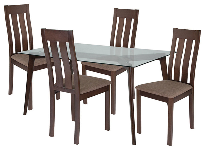 Sonoma 5-Piece Espresso Wood Dining Table Set, Clear/Espresso ...