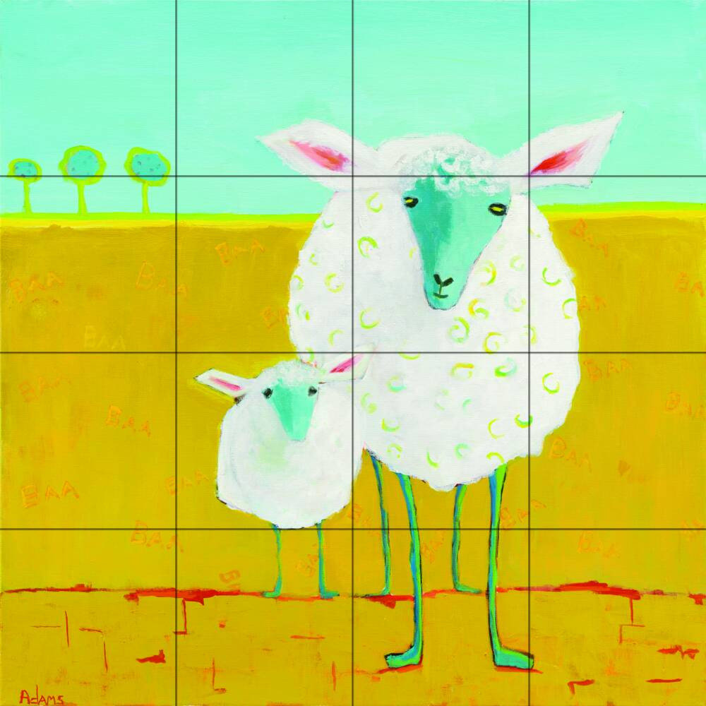 Tile Mural Kitchen Backsplash Mama and Baby Sheep by Phyllis Adams, 24 ...