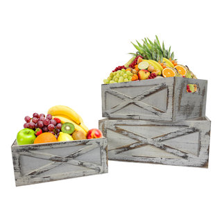 Rustic Nesting Wooden Crates Storage Container, Barn Door - Farmhouse ...
