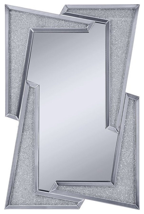 ACME Furniture Noralie Wall Decor in Mirrored and Faux Diamonds ...