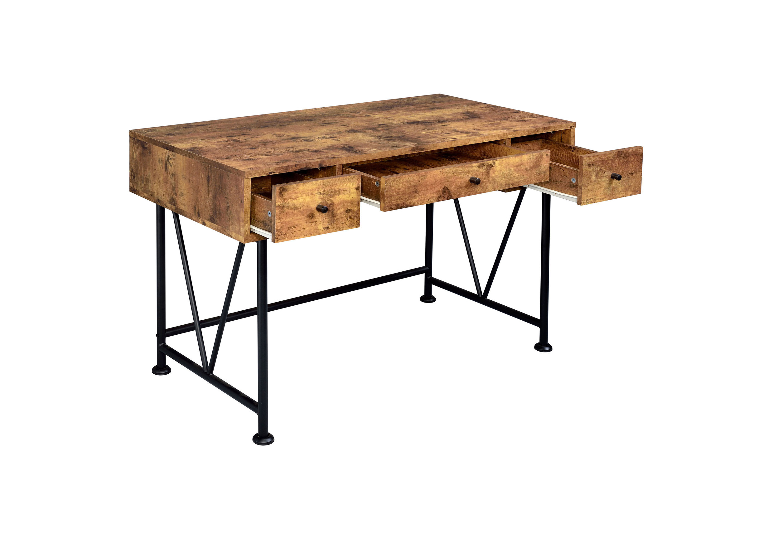 Analiese 2-piece 3-drawer Writing Desk Set Antique Nutmeg and Black ...