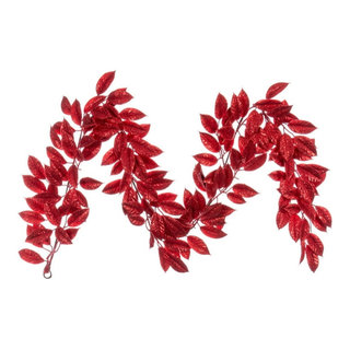 Vickerman FK221772 6' Red Artificial Gardenia Glitter Garland - Wreaths ...