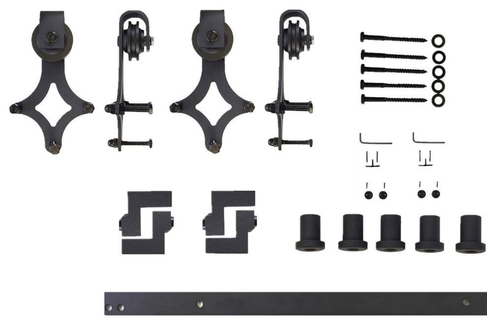 Sliding Barn Door Hardware Kit, Diamond Design, 6FT - Traditional ...