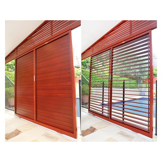 Customised sliding privacy screen (operable louvres) - Minimalistisch ...
