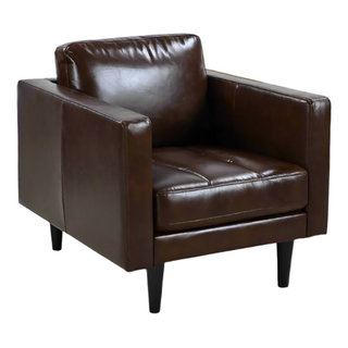 Philippe Top Grain Leather Arm Chair - Chocolate Brown - Contemporary ...