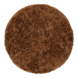Chandra Rugs Diano Hand-Woven Shag Rug, Brown 7'9" Round, 7'9" Round ...