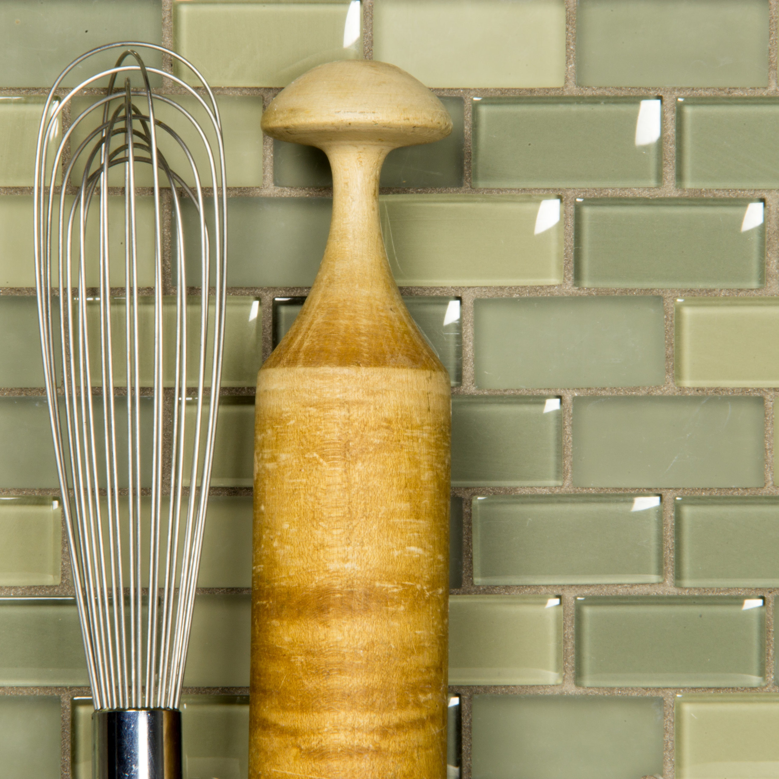 Free Flow 12"x12" Glass Brick Mosaic Tile,Gray, Set of 11 ...