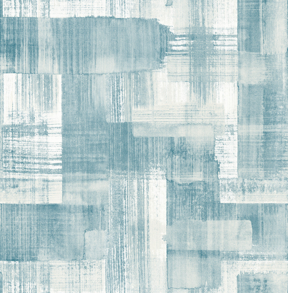 Trosa Teal Brushstroke Wallpaper, Sample - Contemporary - Wallpaper ...