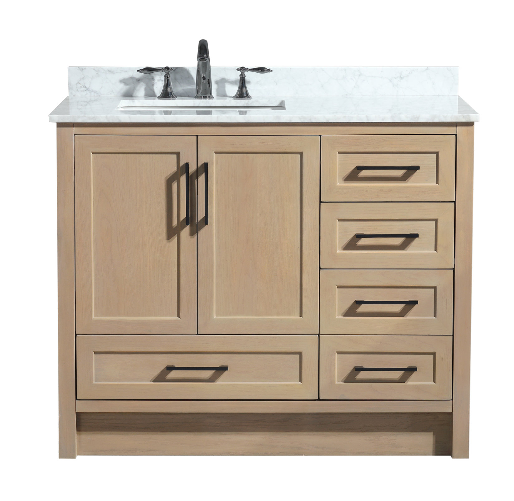 Huntington 42" Single Bathroom Vanity Set, Oak Gray, Cararra Marble Top ...
