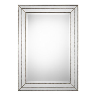 Roseto UMIR12012 34" x 24" Elegant Triple Step Frame Silver Wall ...
