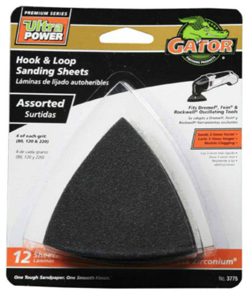 Gator® 3775 Oscillating Hook & Loop Sanding Sheets, Assorted Grits, 3 ...
