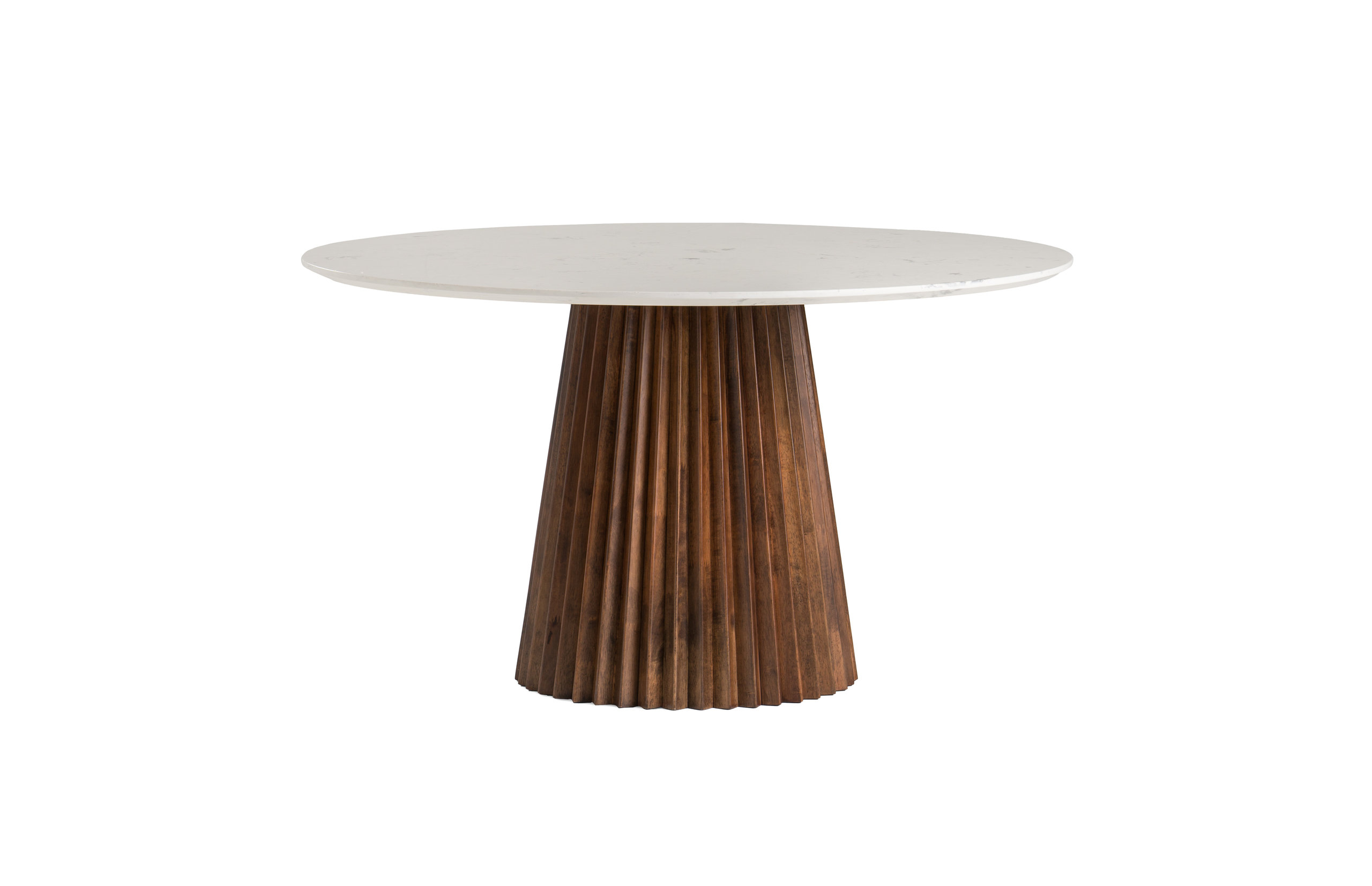 Modrest Nancy Mid-Century Modern White Marble + Walnut Round Dining ...