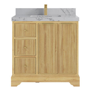 Willow Collection Dora Teak, 36" Center Right - Transitional - Bathroom ...