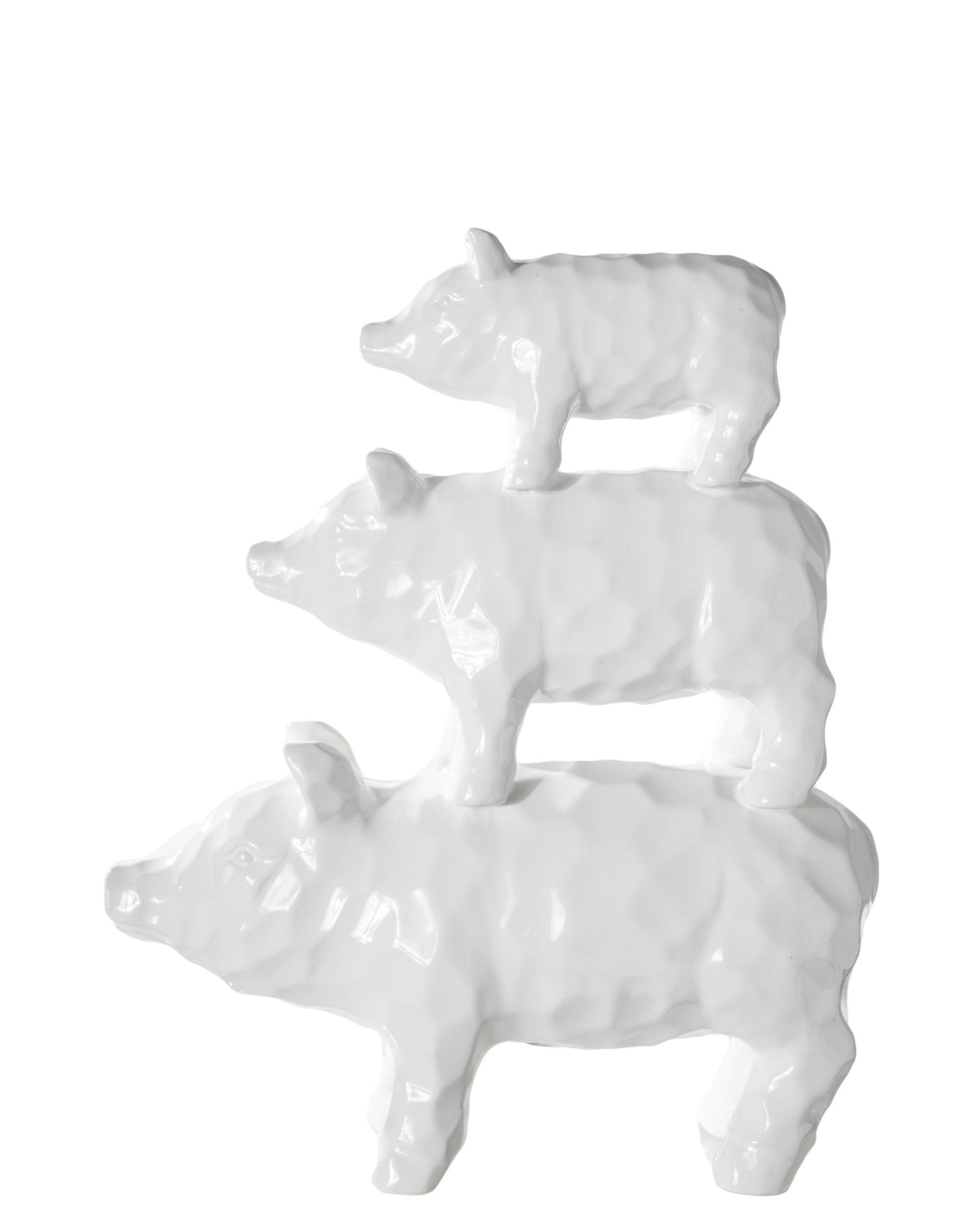 Ceramic Pig Figurine Gloss White Finish - Farmhouse - Decorative ...