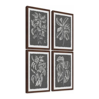 Grayed Leaves Quadriptych, 12x18 - Contemporary - Prints And Posters ...