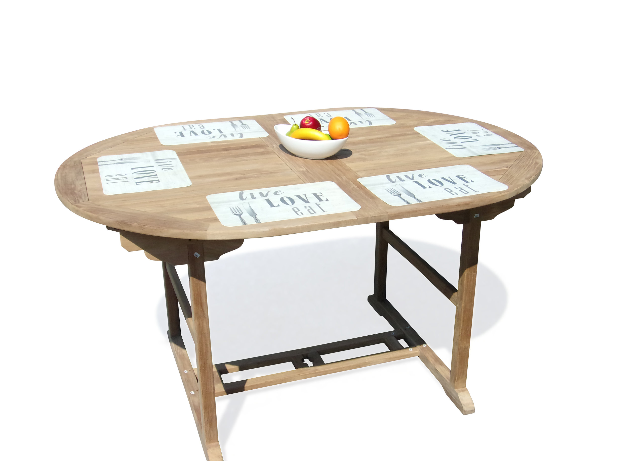 Teak Extra Wide Oval Counter Extension Table, 75x51", Seats 6 ...