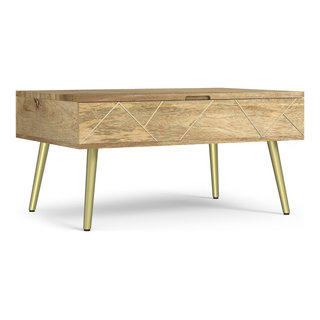 Jager Solid Mango Wood Lift Top Coffee Table - Midcentury - Coffee ...