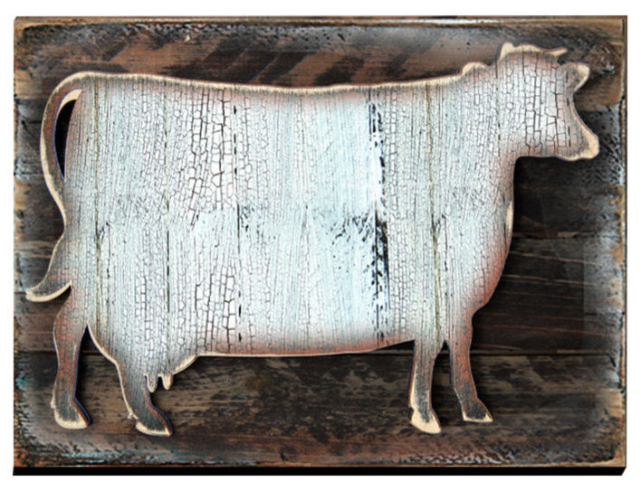 Cow Block, 8"x6" - Farmhouse - Outdoor Wall Art - by G. DeBrekht | Houzz
