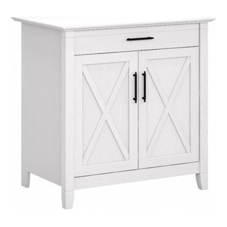 Key West Secretary Desk with Keyboard Tray and Storage Cabinet in Gray ...