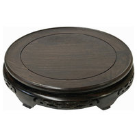 11.75" Oriental Motif Brown Wood Round Table Top Display Stand Riser ...