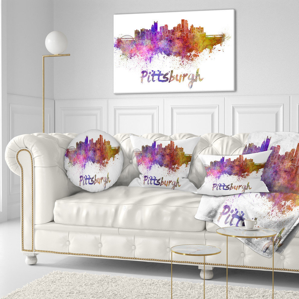 Pittsburgh Skyline Cityscape Throw Pillow, 12"x20 - Contemporary ...