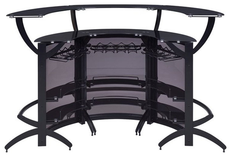 Coaster Contemporary Metal 3-Piece Curved Bar Unit Set in Black ...