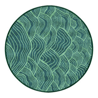 Washable Malachite Rolling Hills Area Rug, Round 7' - Contemporary ...