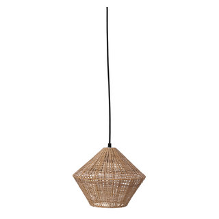 Handwoven Rattan Ceiling Light, Natural - Tropical - Pendant Lighting ...