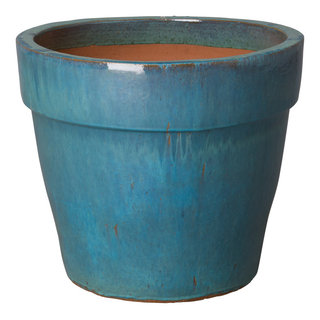 Round Flower Pot, Teal 22x20 - Contemporary - Outdoor Pots And Planters ...