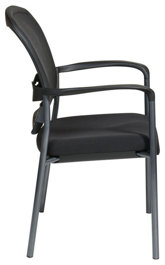 Titanium Finish Black Fabric Visitors Chair with Arms and ProGrid Back ...