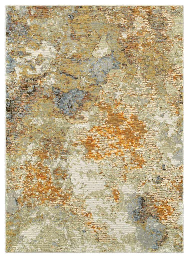 3??X 5??Modern Abstract Gold And Beige Indoor Area Rug - Contemporary ...