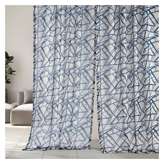 Matrix Printed Sheer Curtain Single Panel, 50"x96" - Contemporary ...