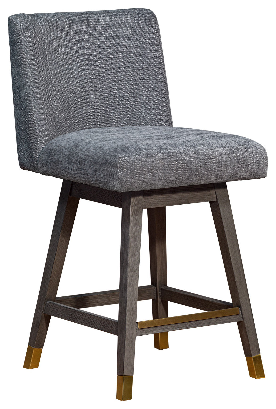 Basila Swivel Counter Stool, Gray Oak Wood Finish With Gray Fabric ...