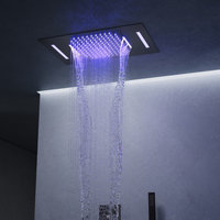 Thermostatic LED Shower System Rainfall Waterfall Shower Head w/ Hand Shower, 23 in.x 15 in ...
