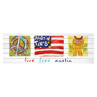 "Live Free Austin" Print on White Pine Wood by Tori Campisi, 60"x20 ...