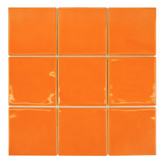 Twist Square Ceramic Wall Tile, Orange Sunset, Sample - Contemporary ...