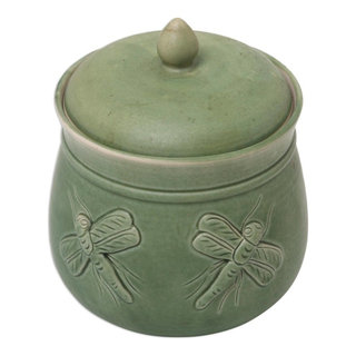 Handmade Balinese Dragonfly Ceramic jar - Indonesia - Contemporary ...