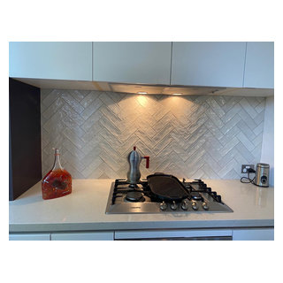 AFTER: Kitchen Splashback Update with Subway Tiles in Herringbone ...